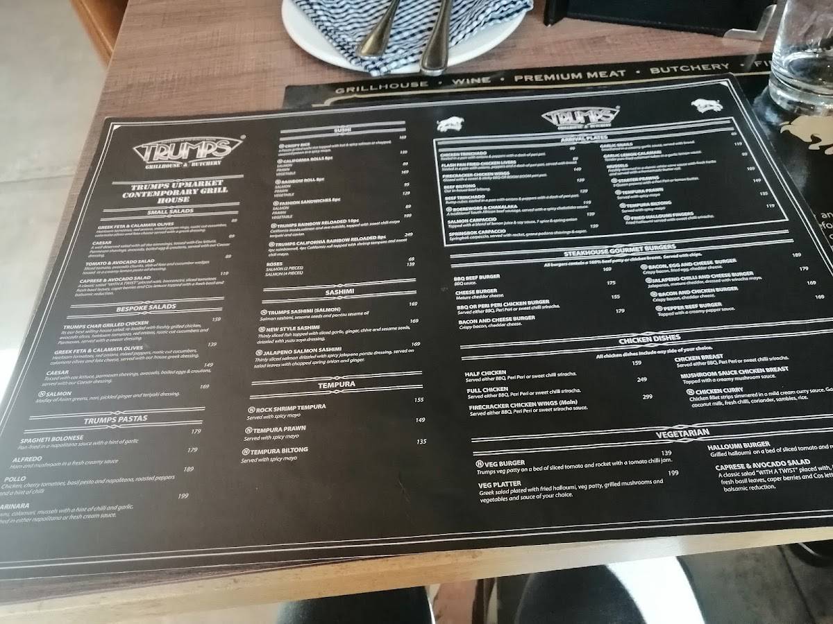 Menu at Trumps Grillhouse and Butchery pub & bar, Sandton