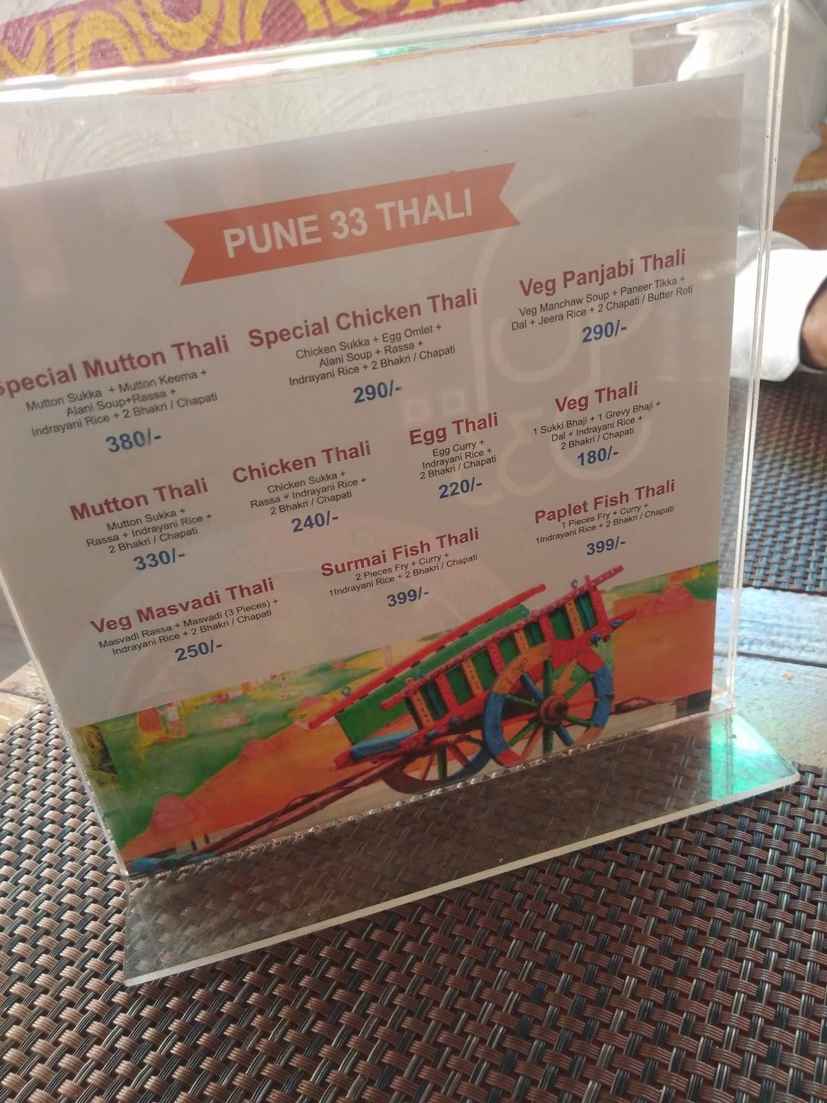 Menu at Pune 33, Pune