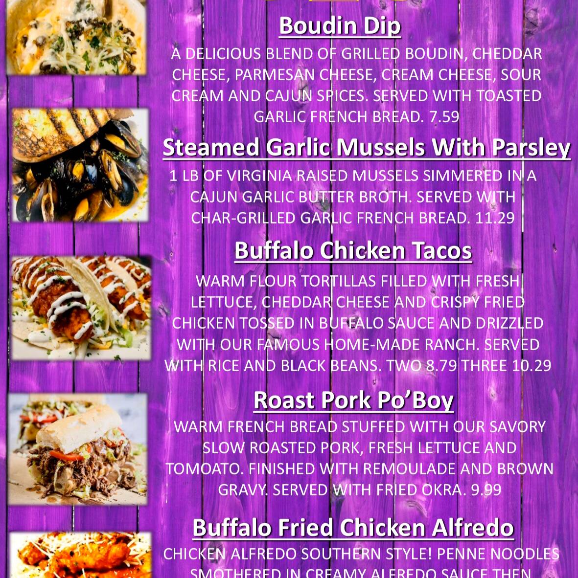 Menu at Purple Onion restaurant, Cabot, S Pine St