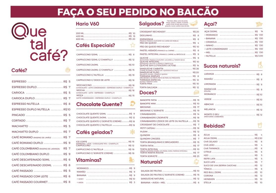 Menu em QUE TAL CAFÉ?, Canoas