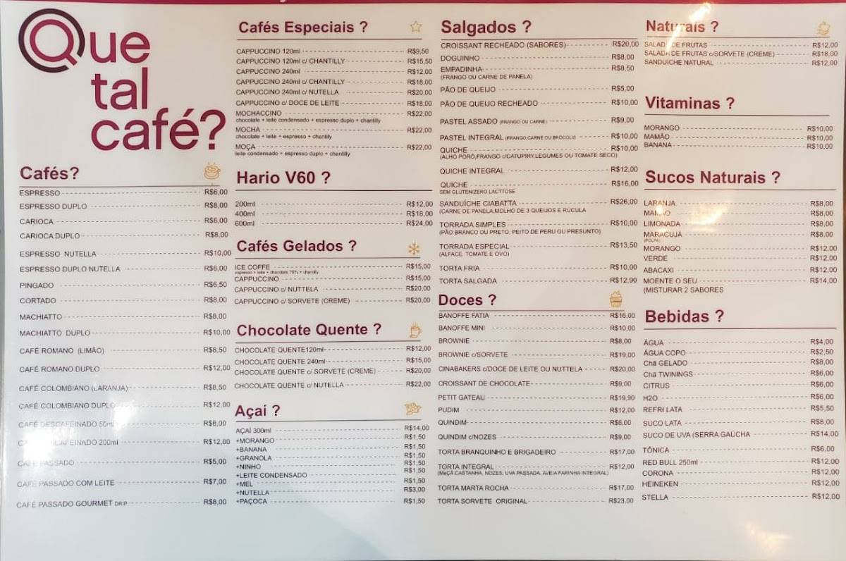 Menu em QUE TAL CAFÉ?, Canoas