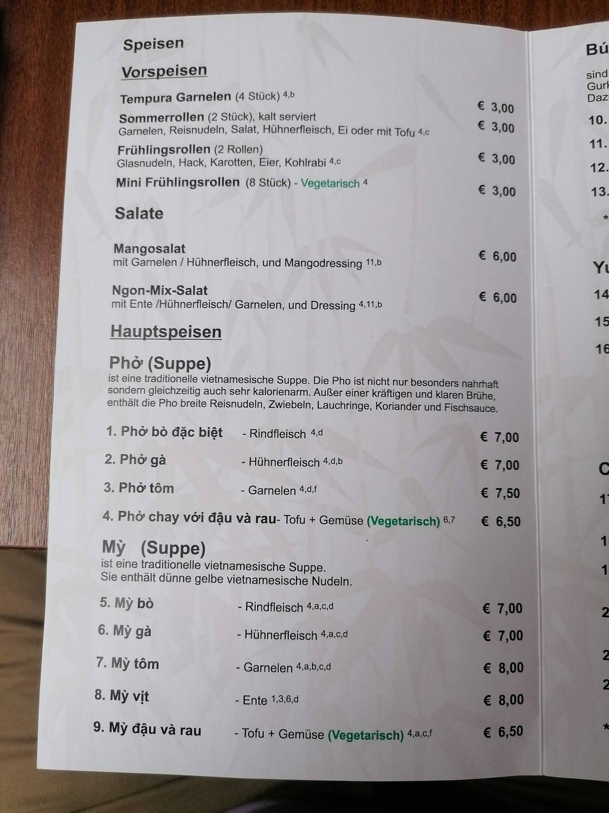 Speisekarte von Quan Ngon restaurant, Hamburg, Springeltwiete 1