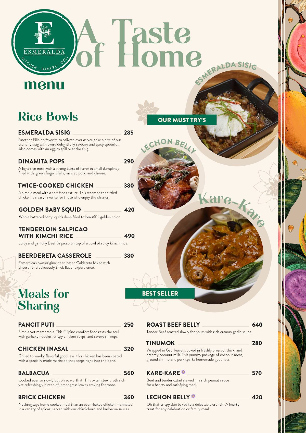 Menu at Esmeralda Kitchen restaurant, Quezon City