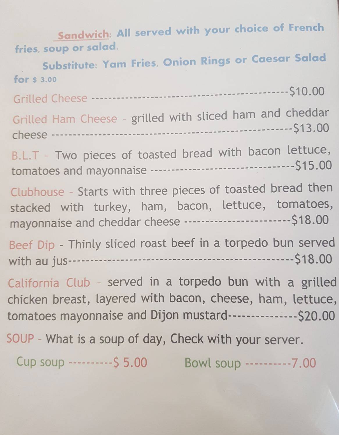 Menu at Riko's Radium Family Restaurant, Radium Hot Springs