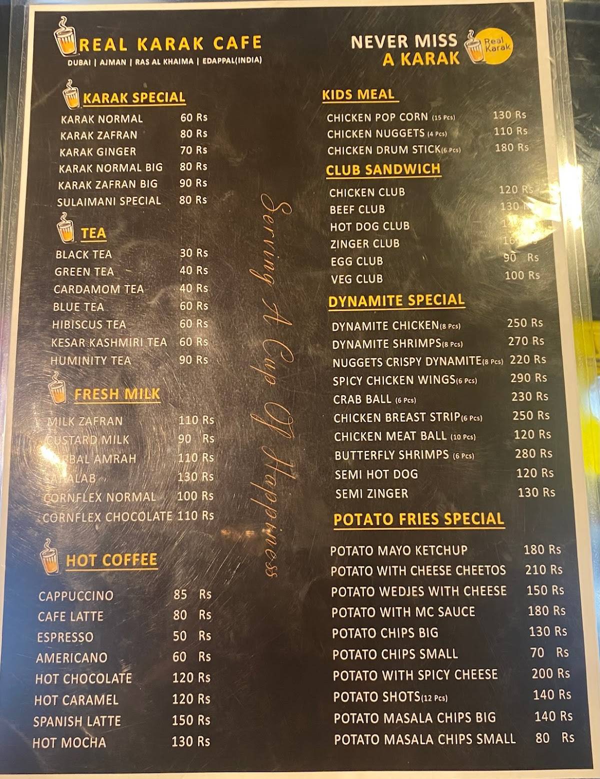 Menu At Real Karak Cafe Edappal
