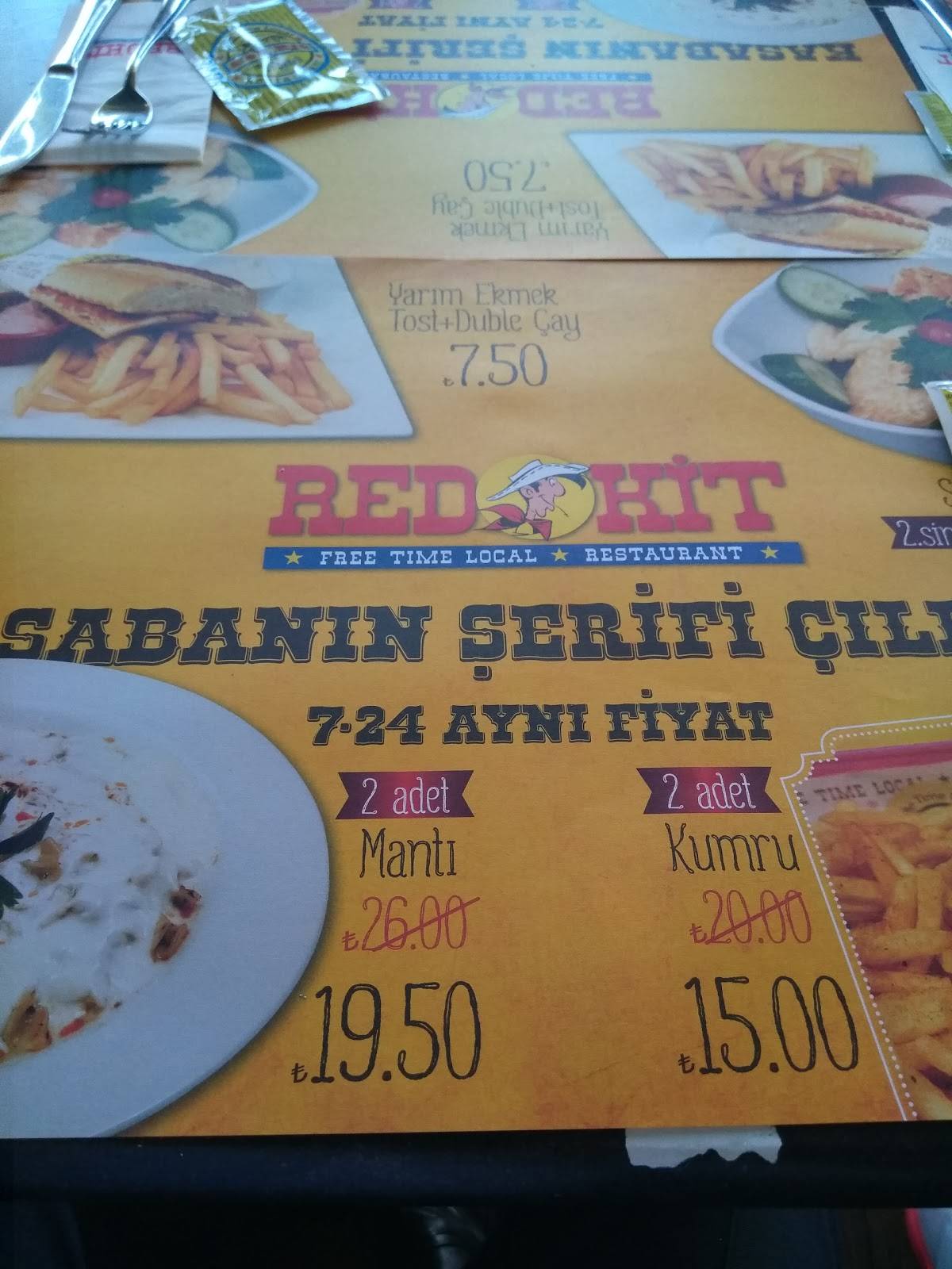 Menu at Red Kit, Sakarya, Bağlar Cd. No:110