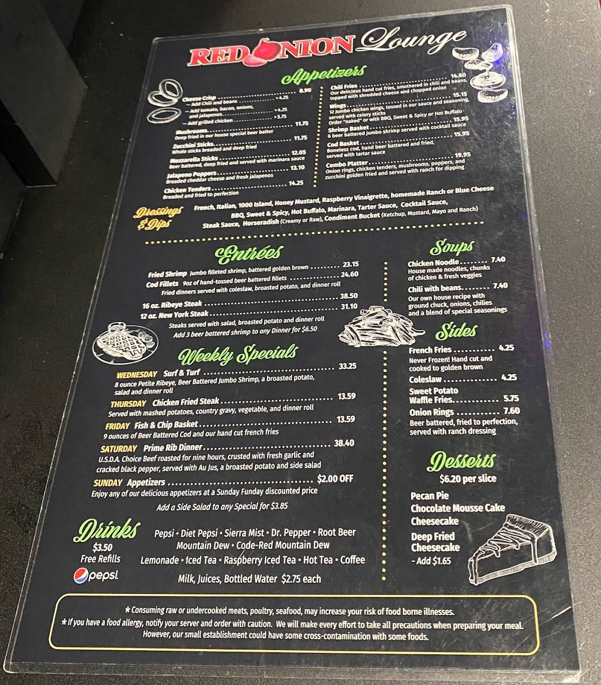 Menu at Red Onion Bar & Grill, Heber-Overgaard, AZ-260