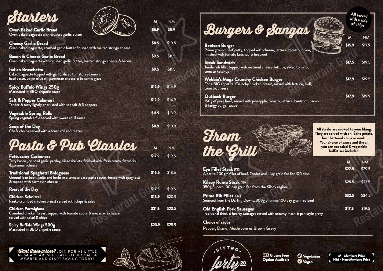 Menu at Redcliffe Leagues Club, Redcliffe