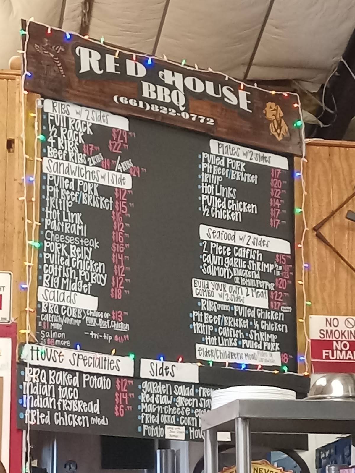 Menu at Red House BBQ, Tehachapi, 426 E Tehachapi Blvd