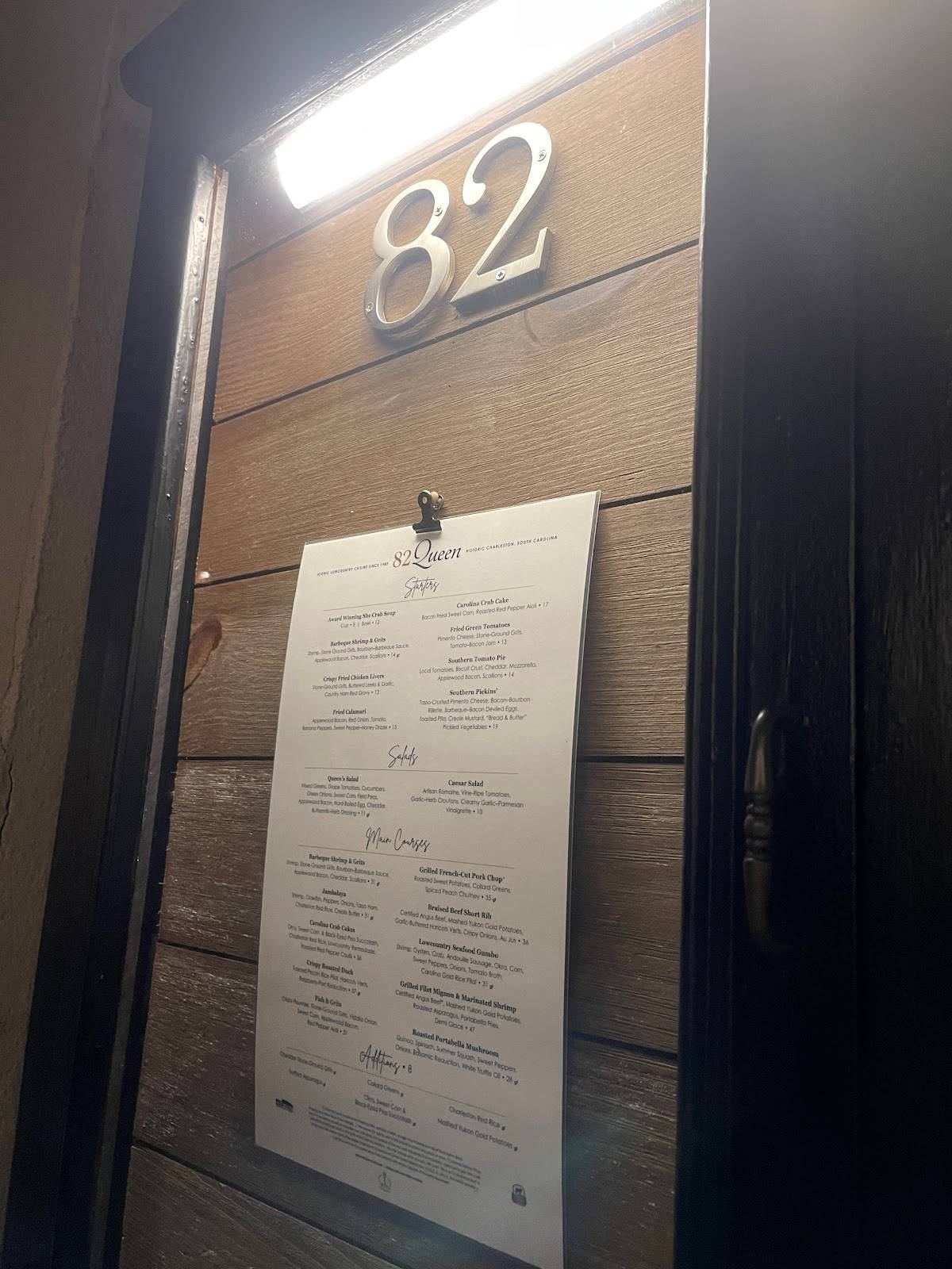Menu at 82 Queen restaurant, Charleston