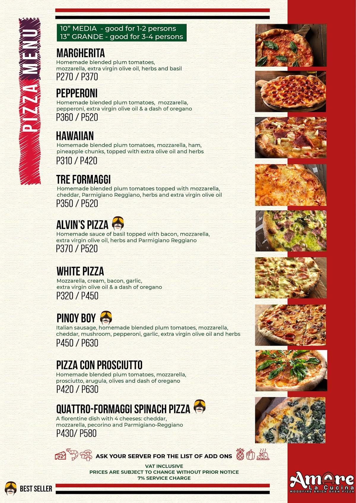 Menu at Amare La Cucina Nuvali restaurant, Santa Rosa, Ground floor bldg. C