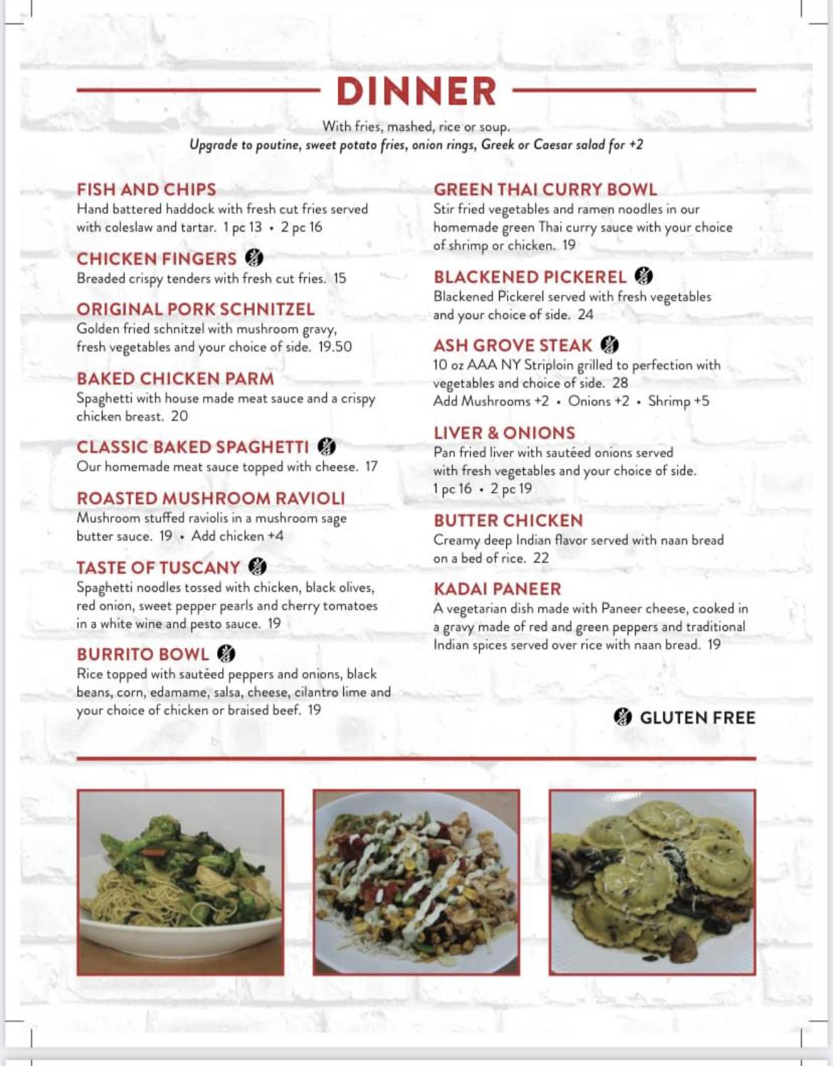 Menu at Ash Grove Inn restaurant, Barry's Bay