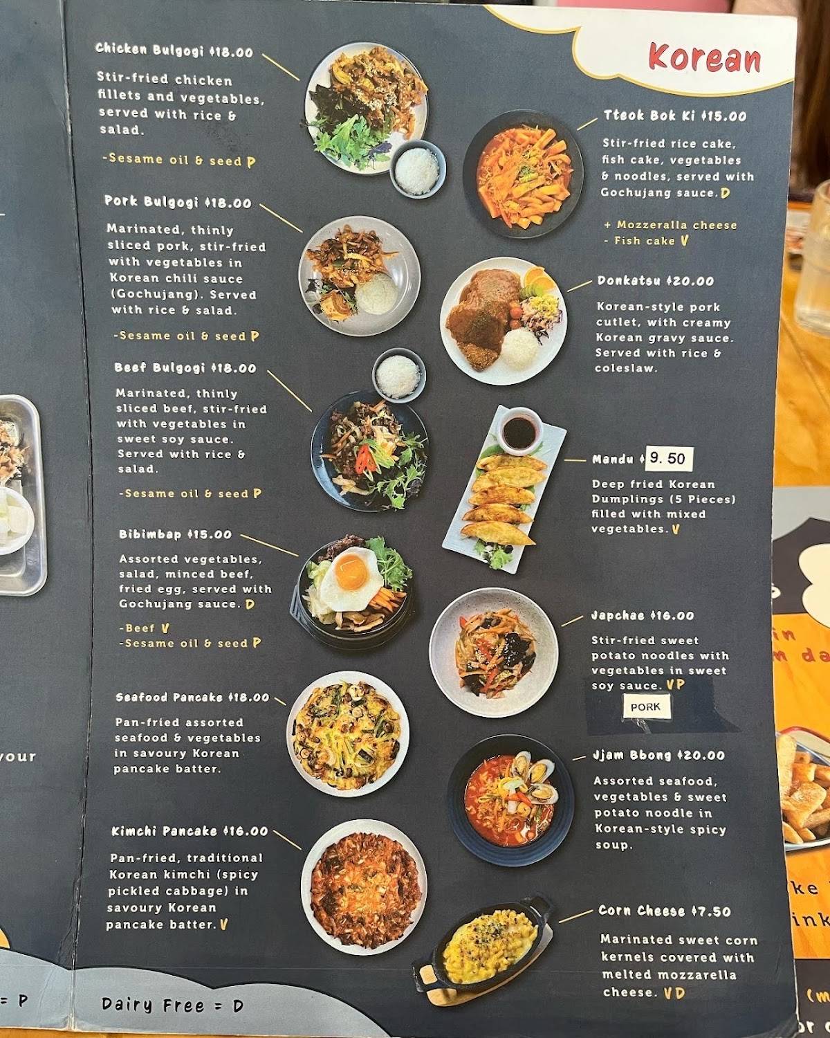 Menu at BOB JO restaurant, Mandurah