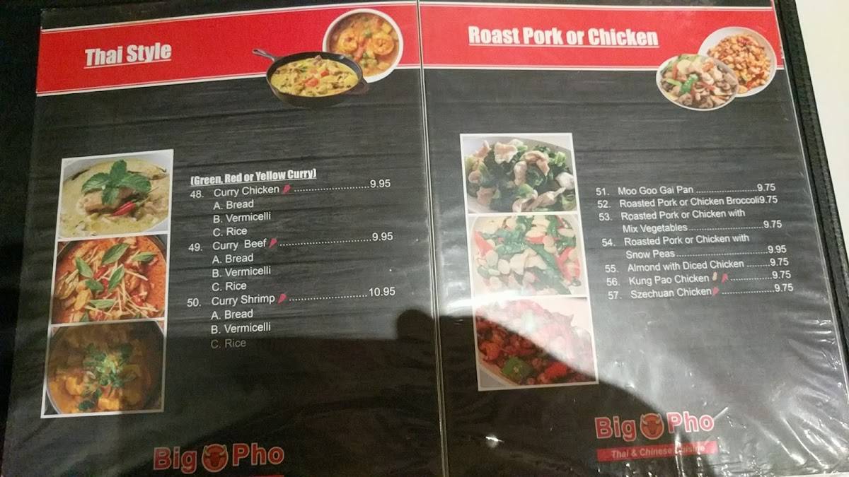Menu at Big Pho restaurant, Barrie, 31 Commerce Park Dr