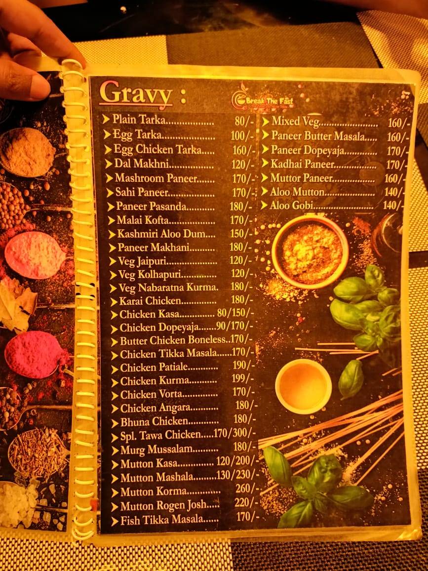 Menu at Break The Fast, Cooch Behar