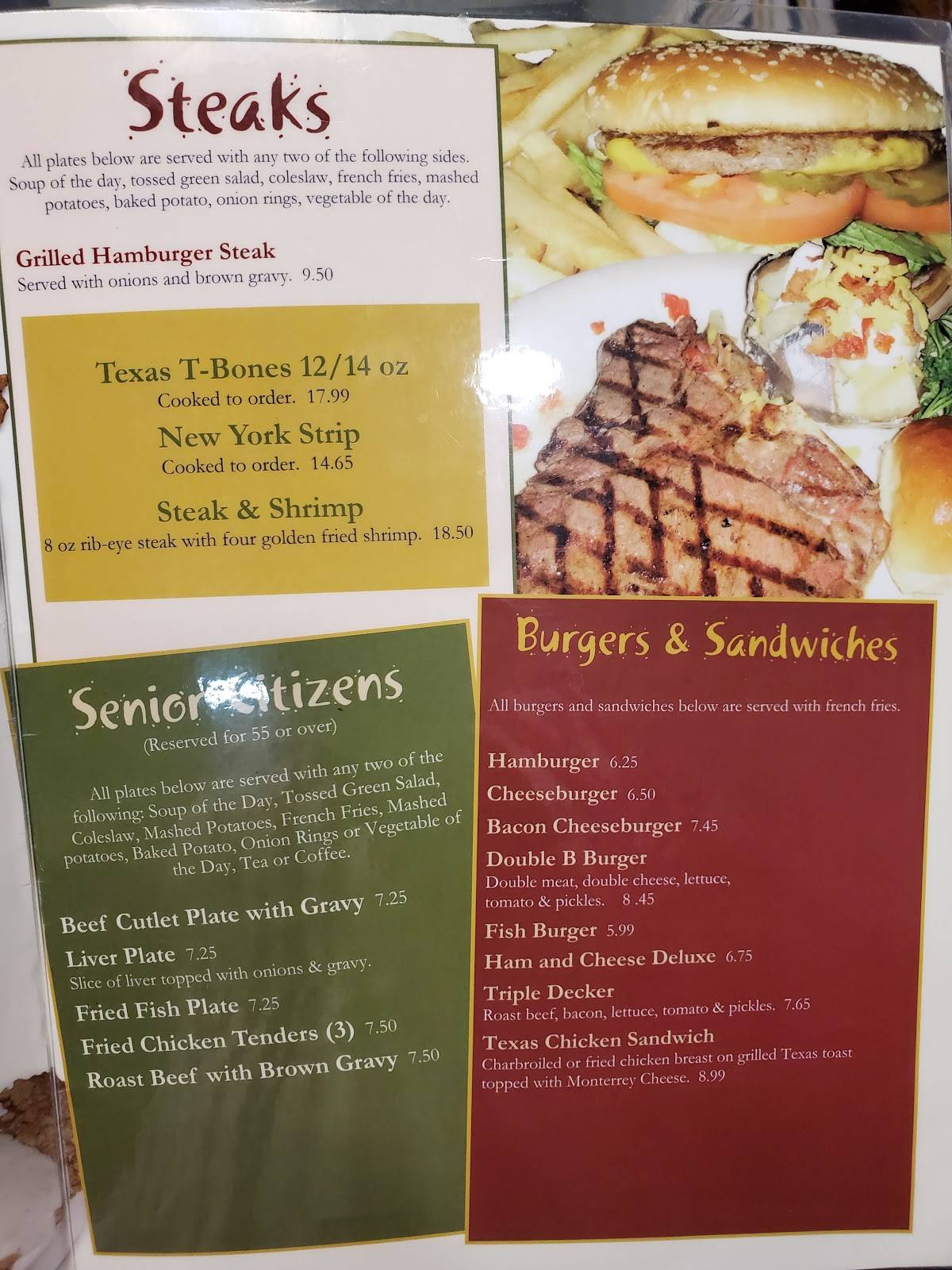 Menu at Bud Jones Restaurant, San Antonio