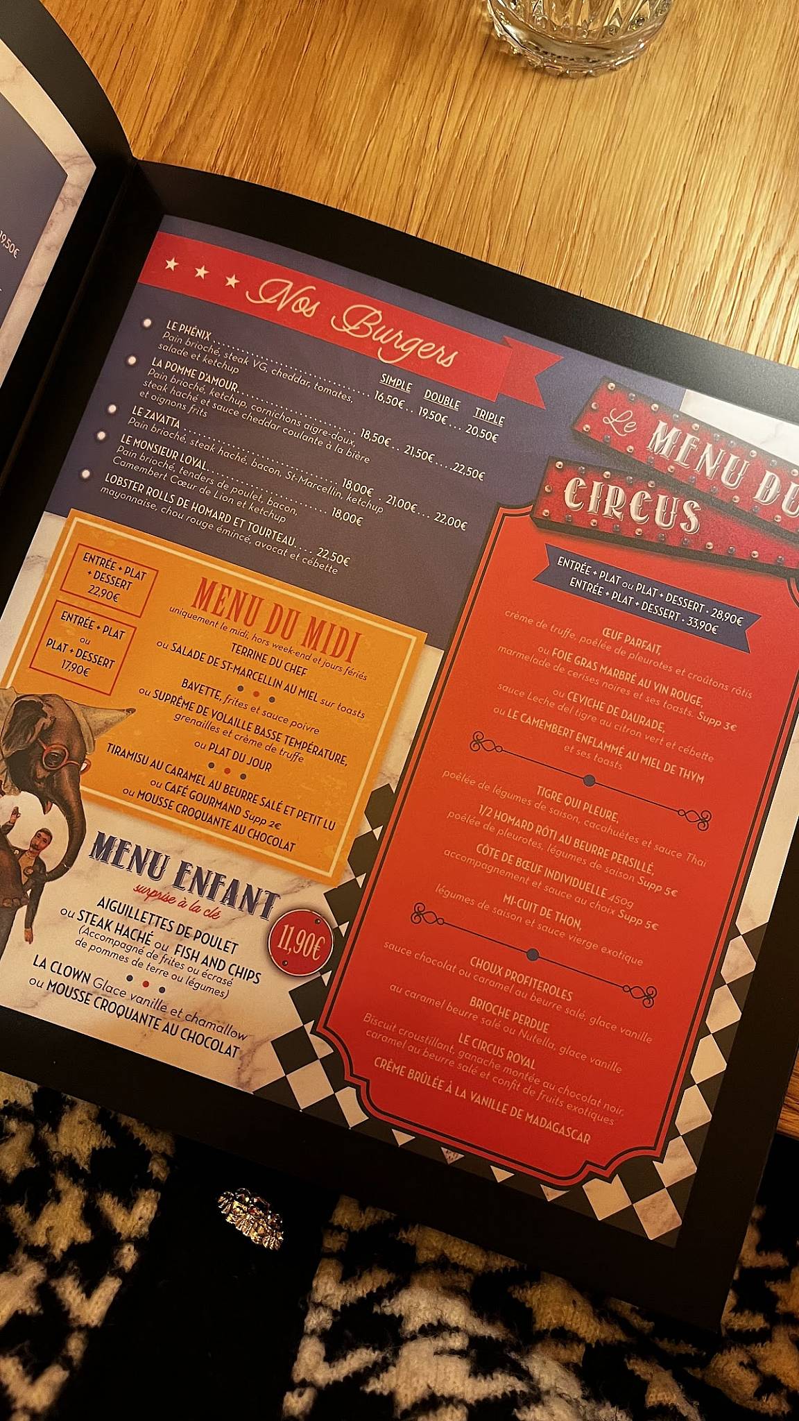 Menu au CIRCUS restaurant, Sainte-Luce-sur-Loire