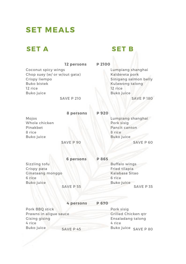 Menu at Coconut Station restaurant, Pila