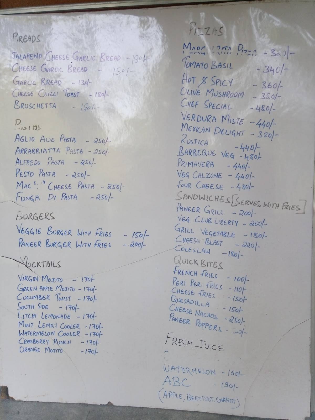 Menu at Cafe Vishala Bistro, Bengaluru