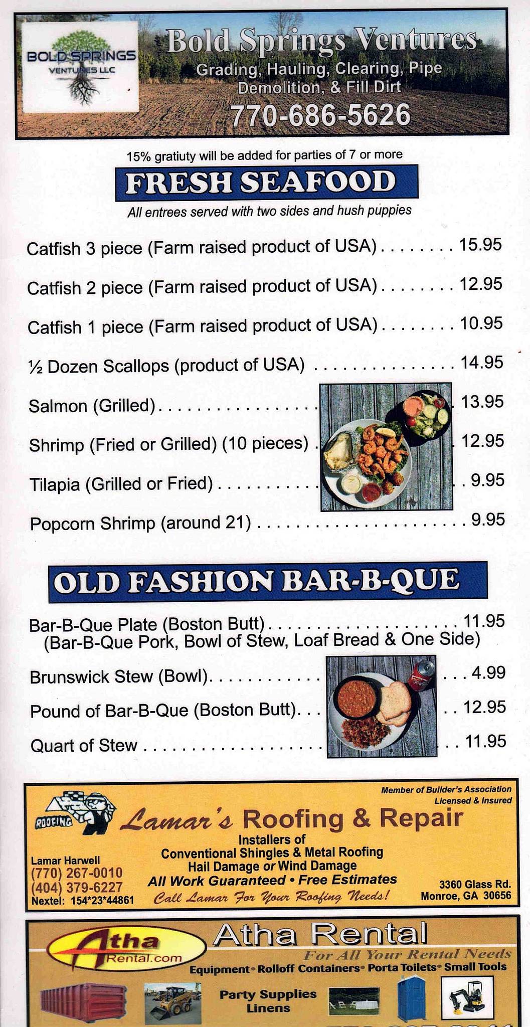 Menu at Campton Restaurant, Monroe, State Hwy 11