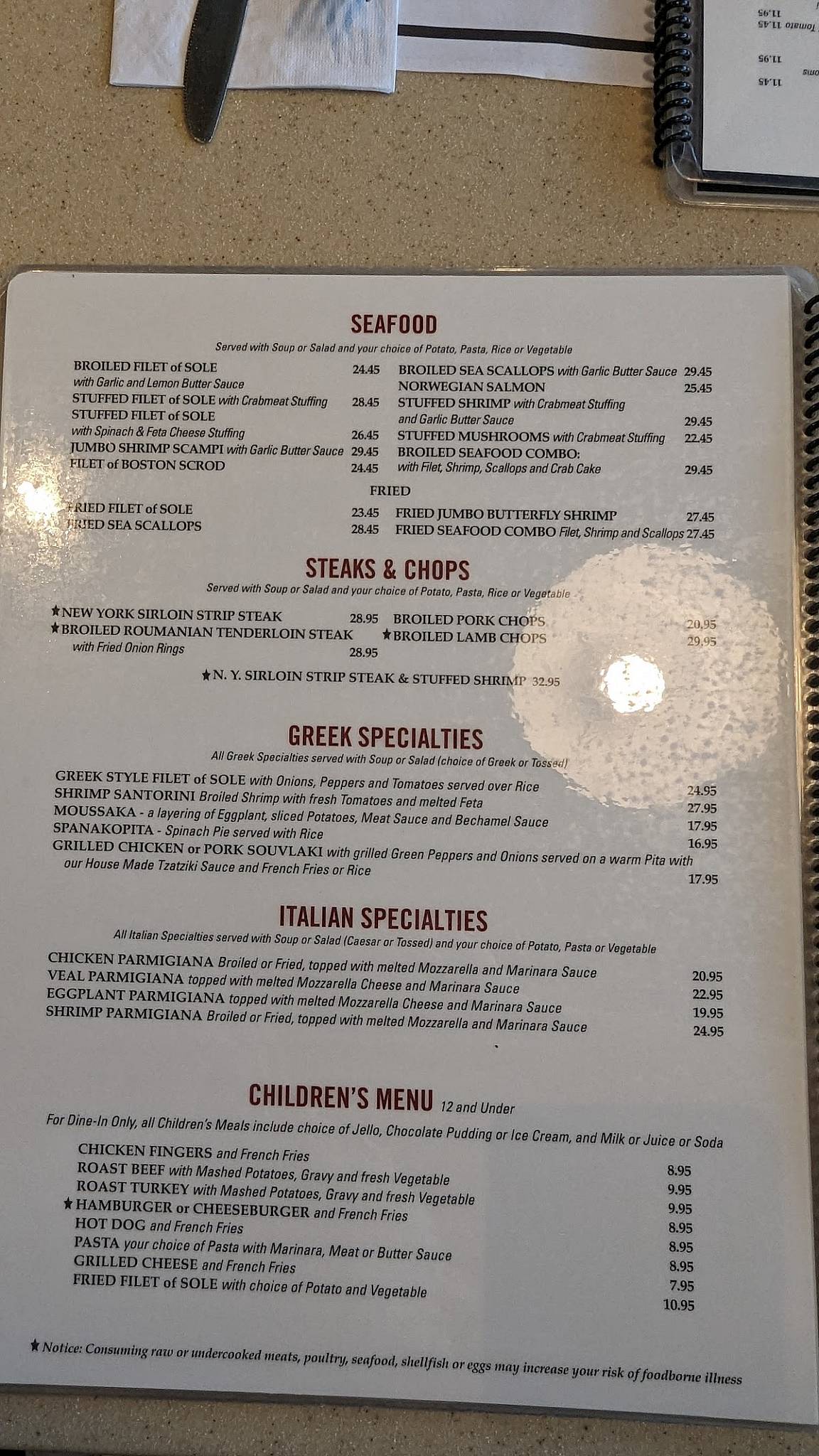 Menu at Central Diner & Grille restaurant, Pittsburgh