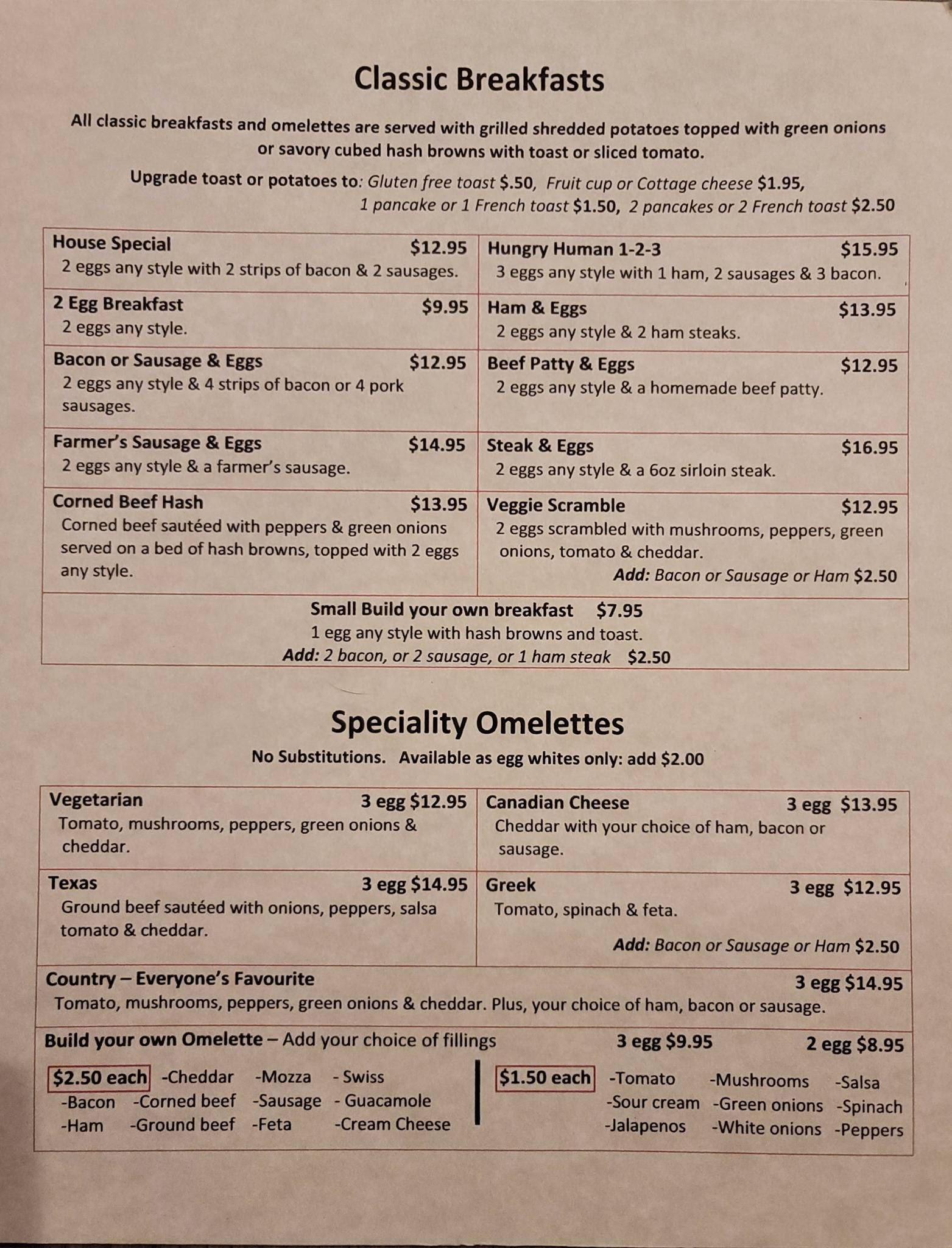 Menu at Cherry Pit Resty restaurant, West Kelowna, Main St