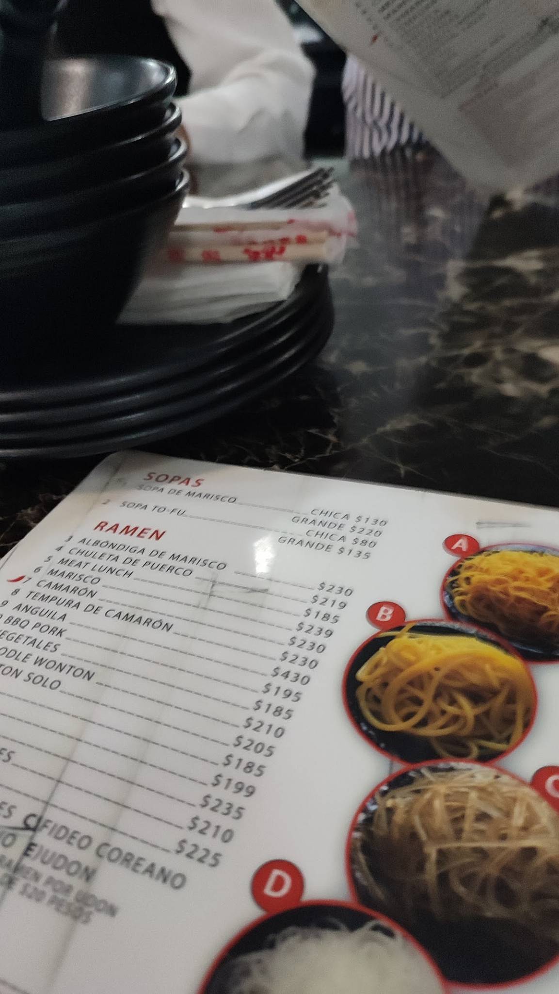 Carta del restaurante Choga Mexicali, Mexicali