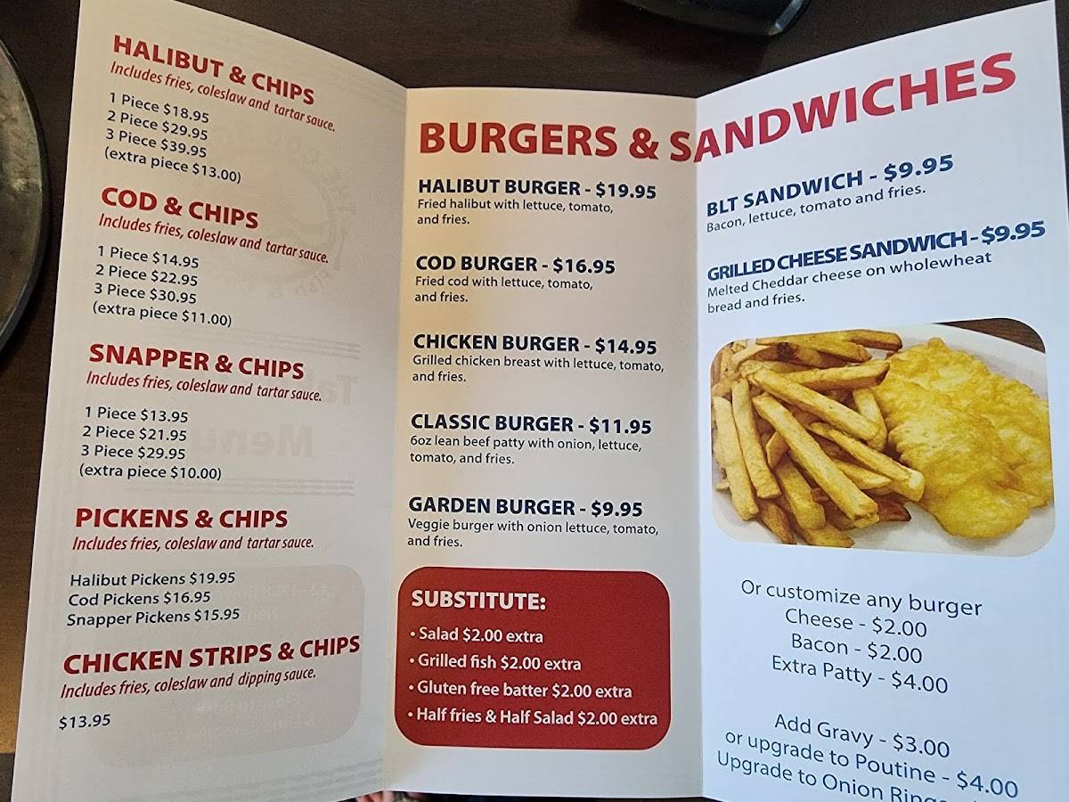 Menu at Cod Squad Fish & Chips restaurant, Nanaimo