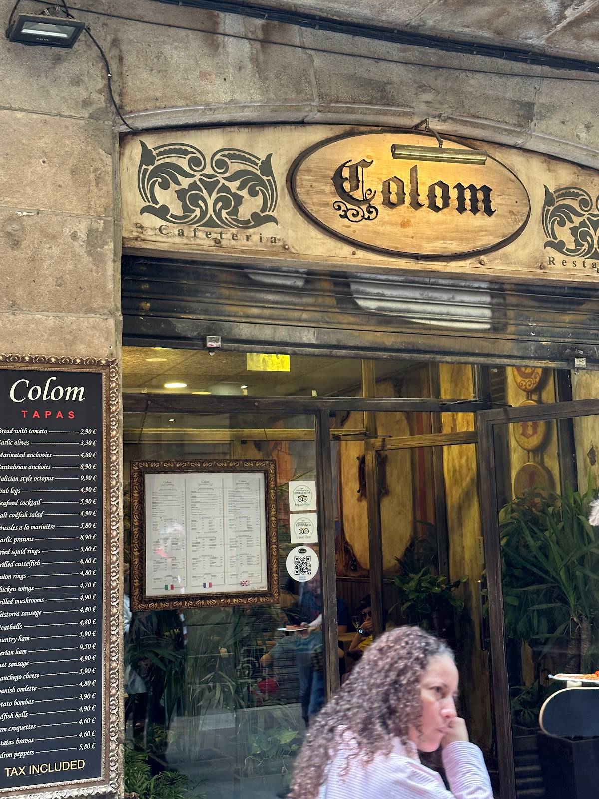 Menu at Colom Restaurant, Barcelona, Carrer dels Escudellers