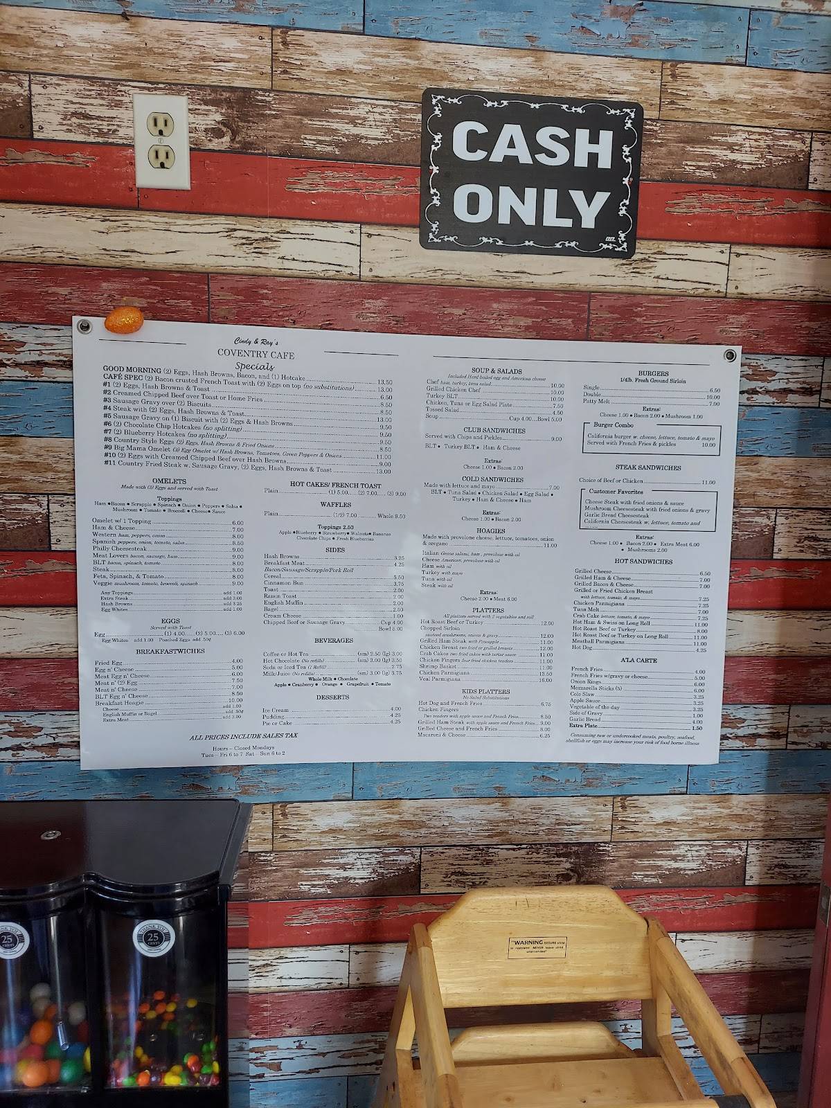 Menu at Coventry Cafe, Pottstown, New Schuylkill Rd