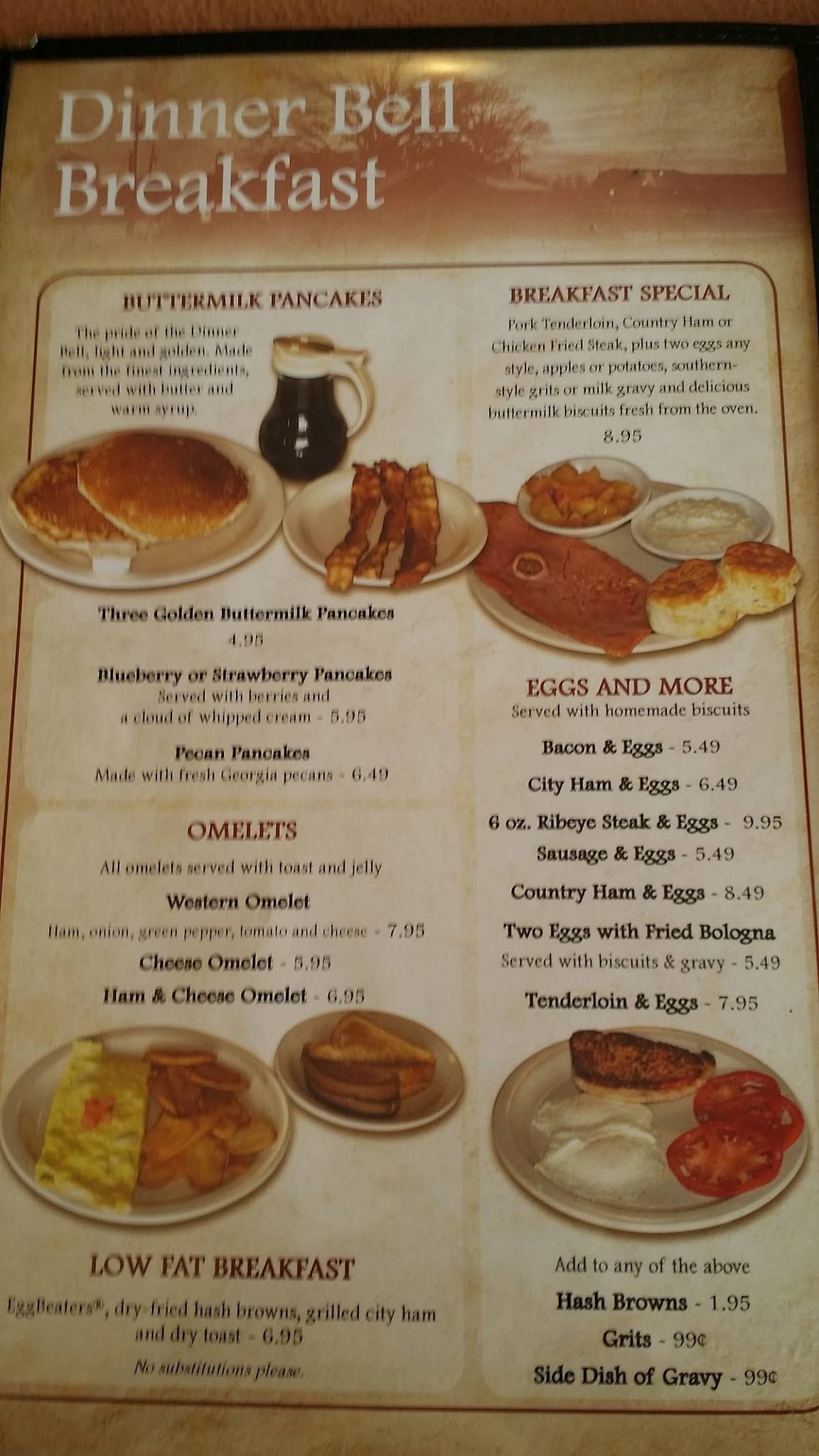 Menu at Dinner Bell Restaurant, Berea