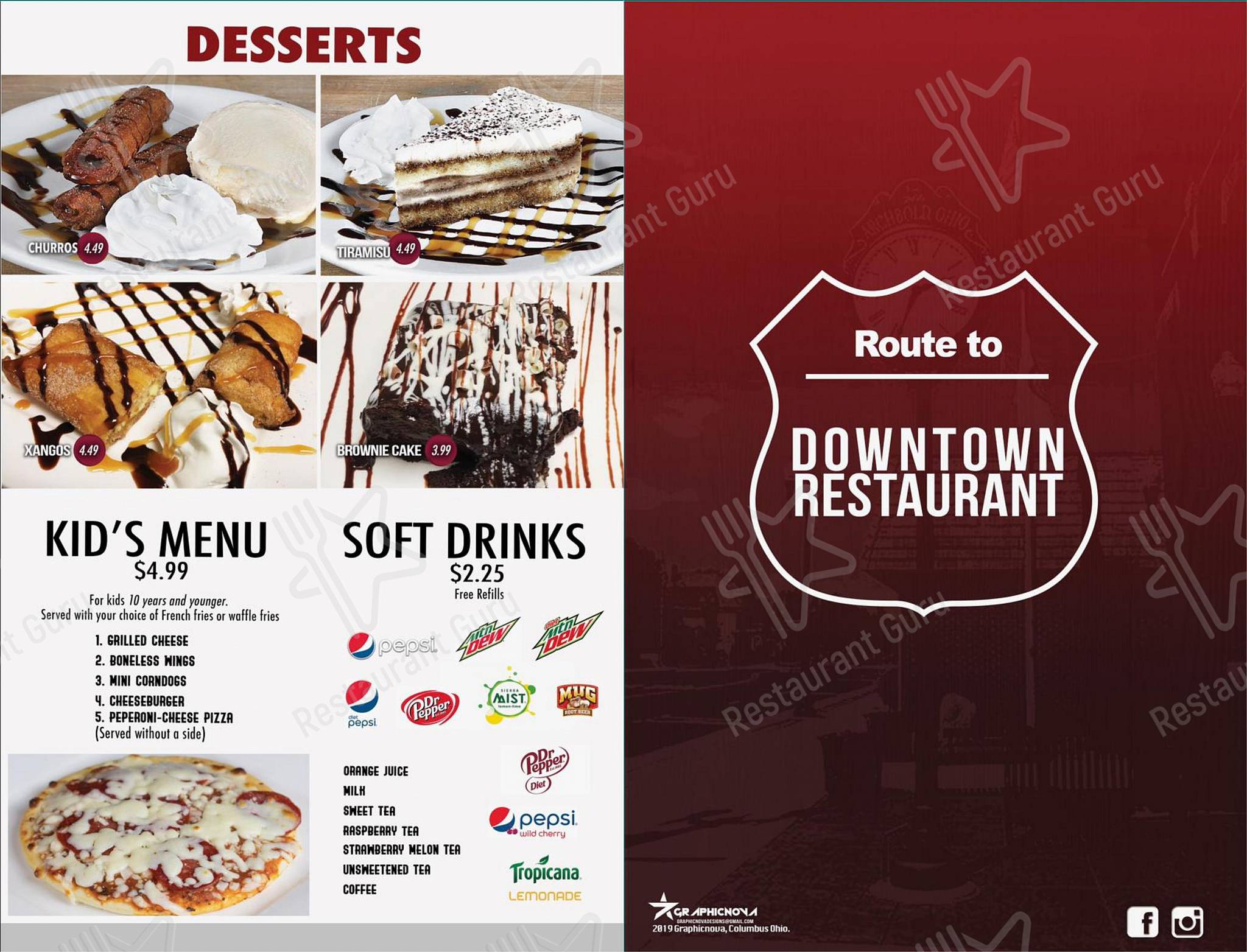 Menu at Downtown Restaurant, Archbold