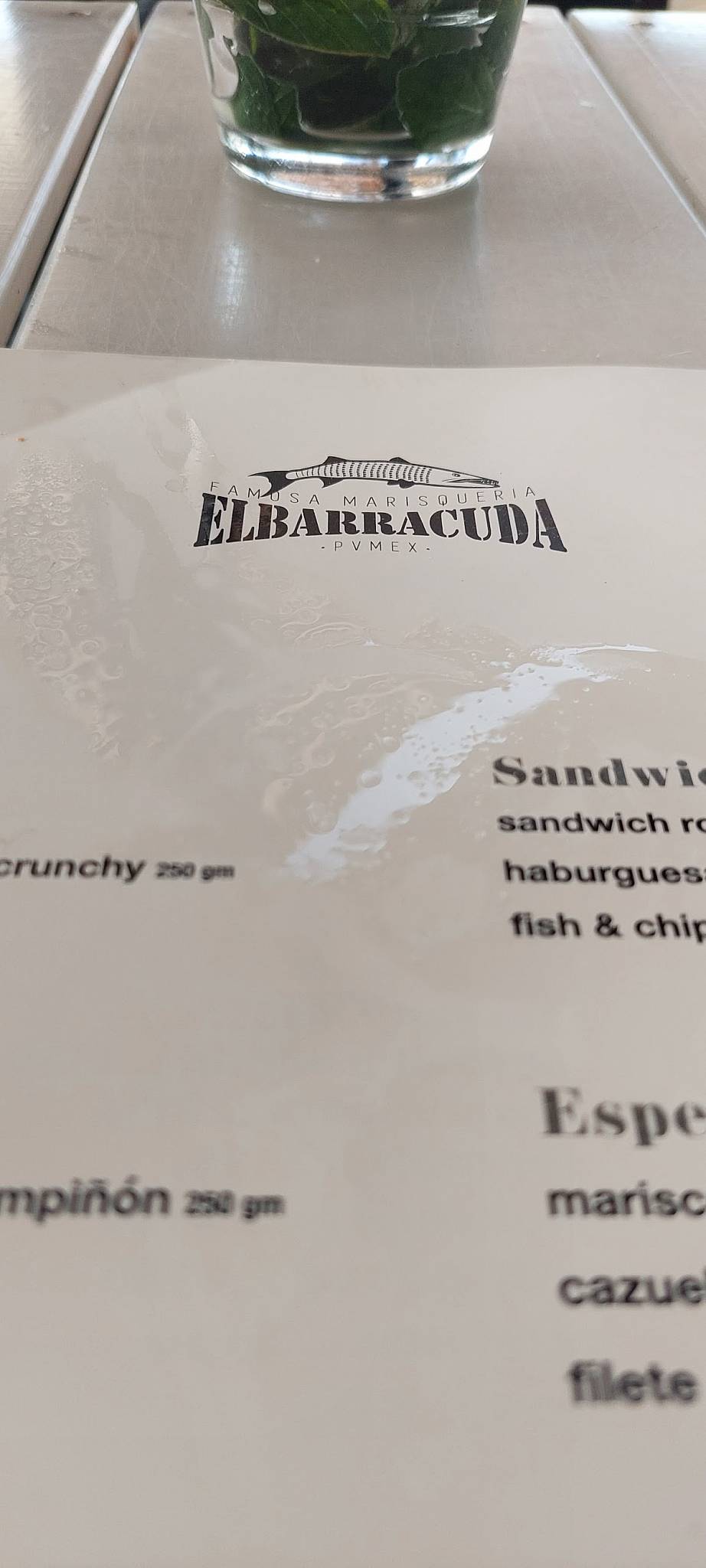 Menu at El Barracuda Punta de Mita, Punta de Mita