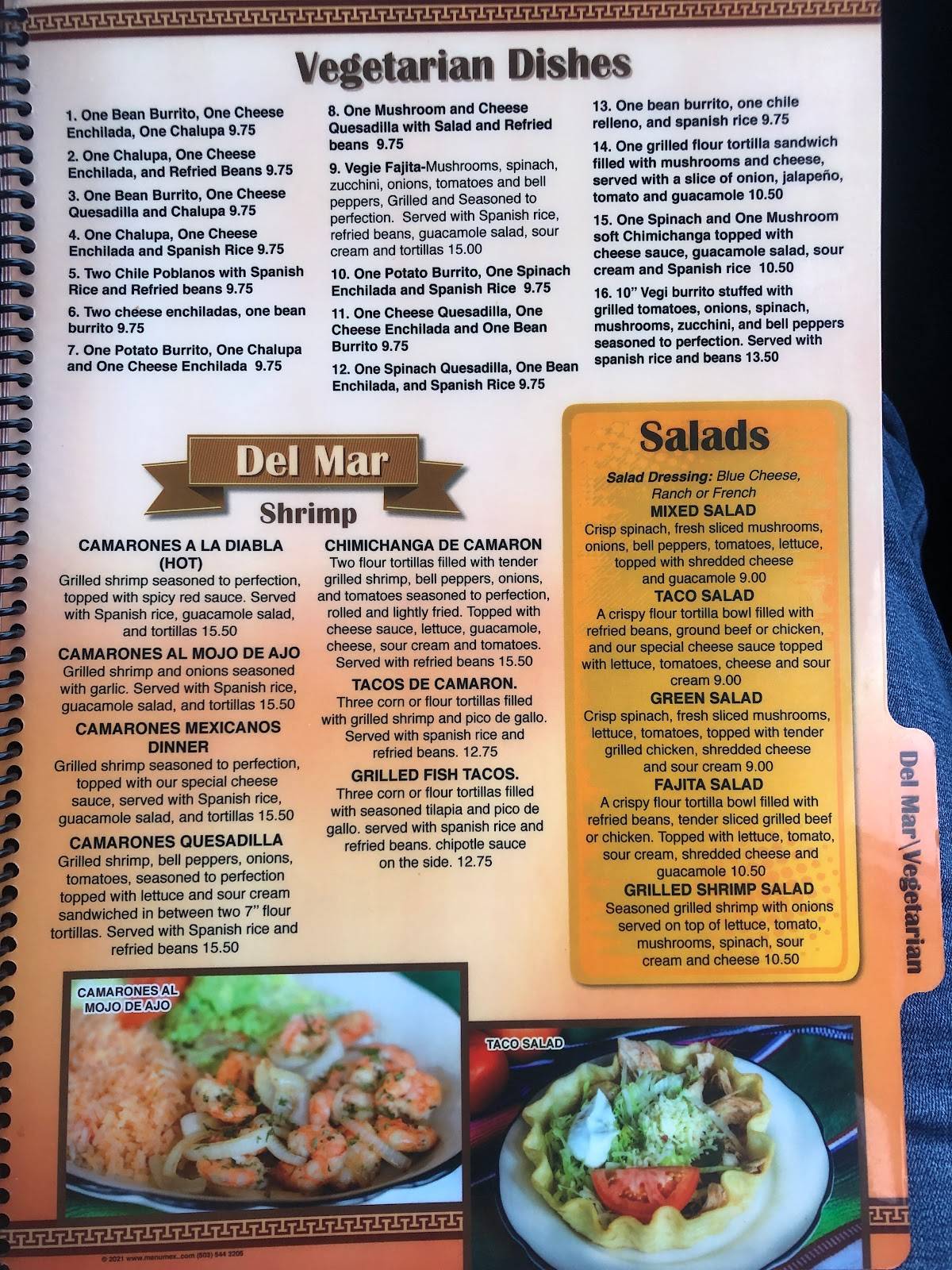 Menu at El Jalisco Mexican Restaurant, Johnstown