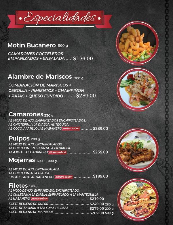 Carta del restaurante El Rey Bucanero MARISCOS - MARISQUERIA, Heroica ...
