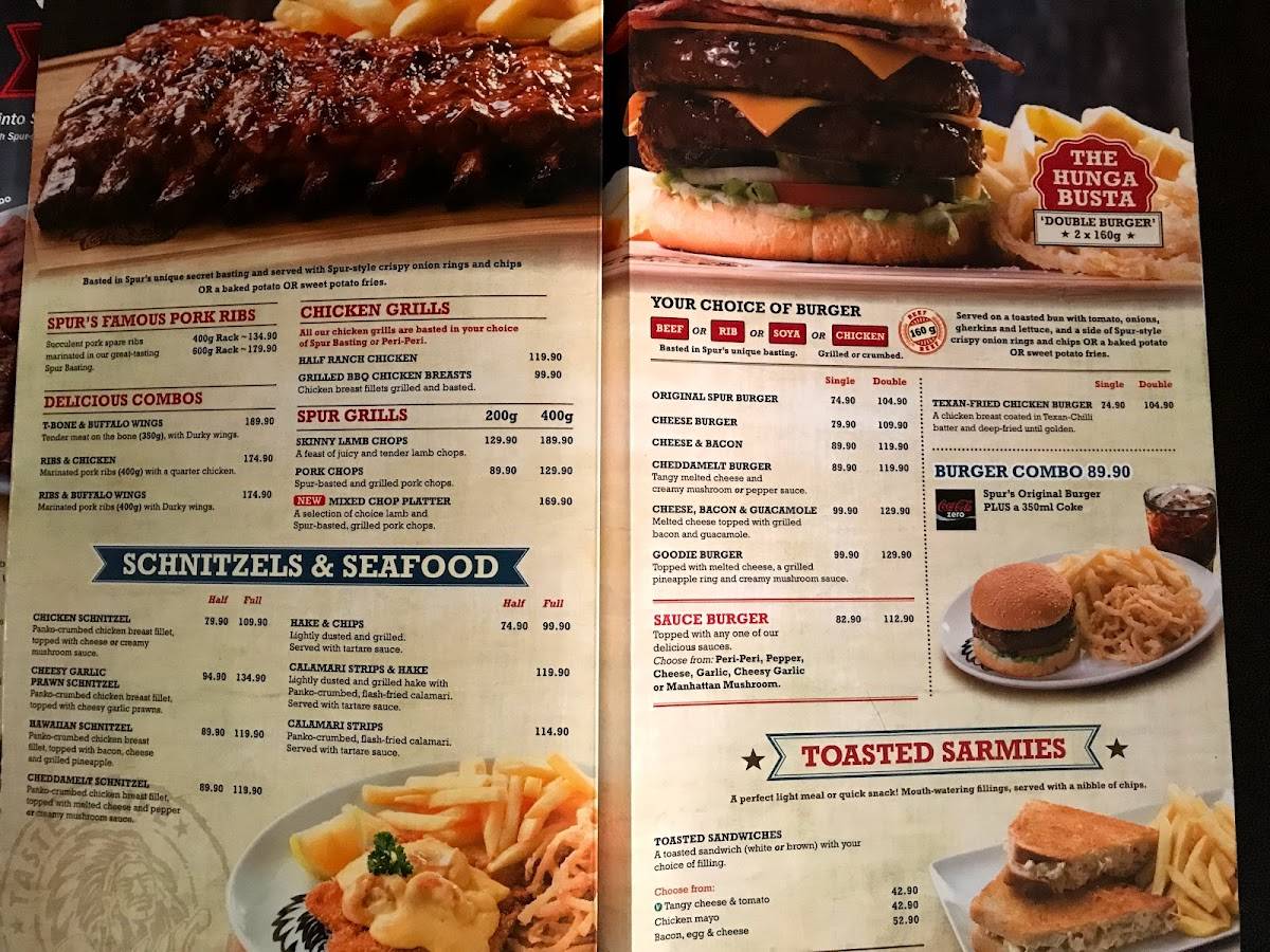 Menu at Falcon Creek Spur Steak Ranch restaurant, Knysna