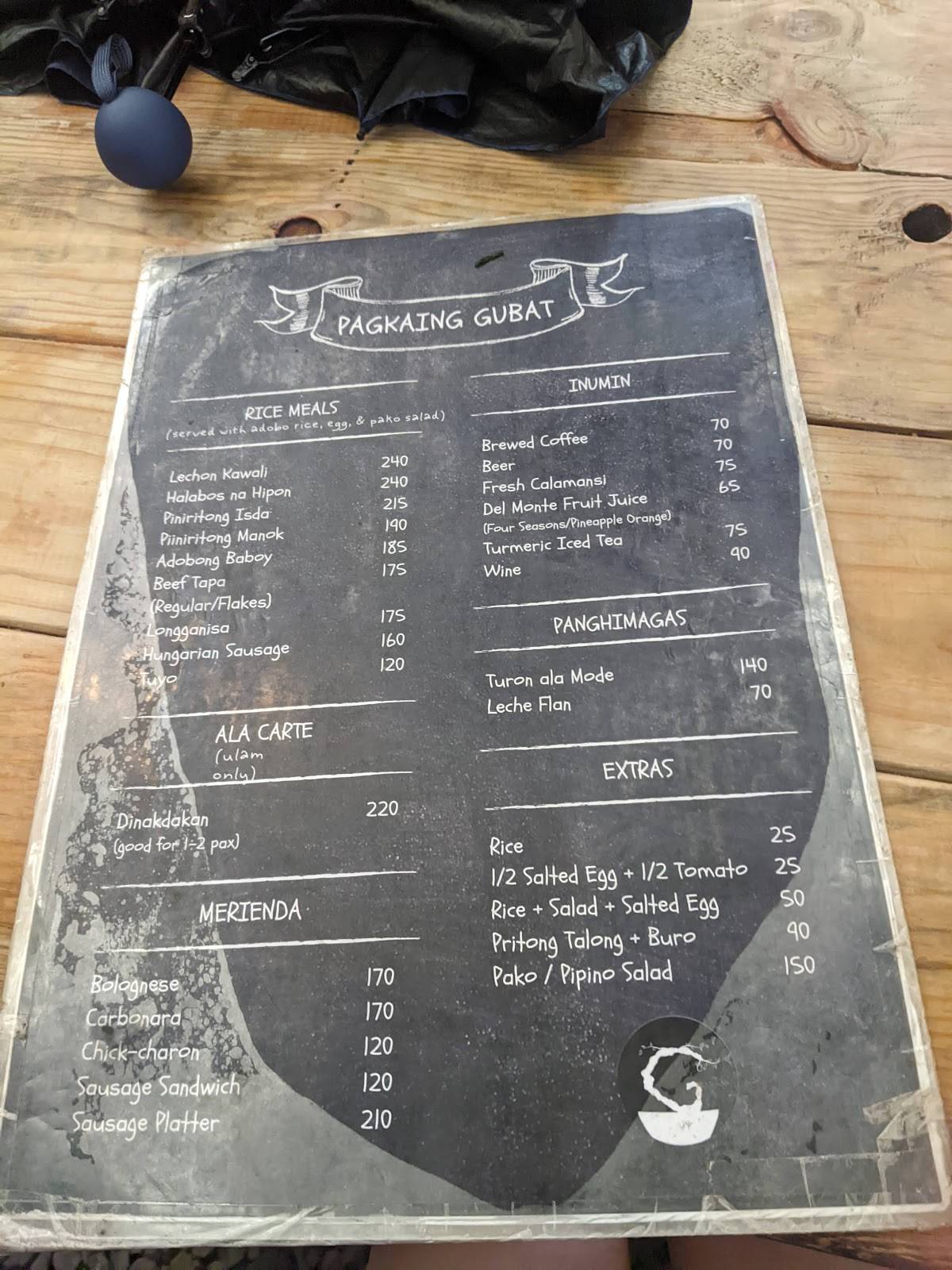 Menu at Gubat QC restaurant, Quezon City