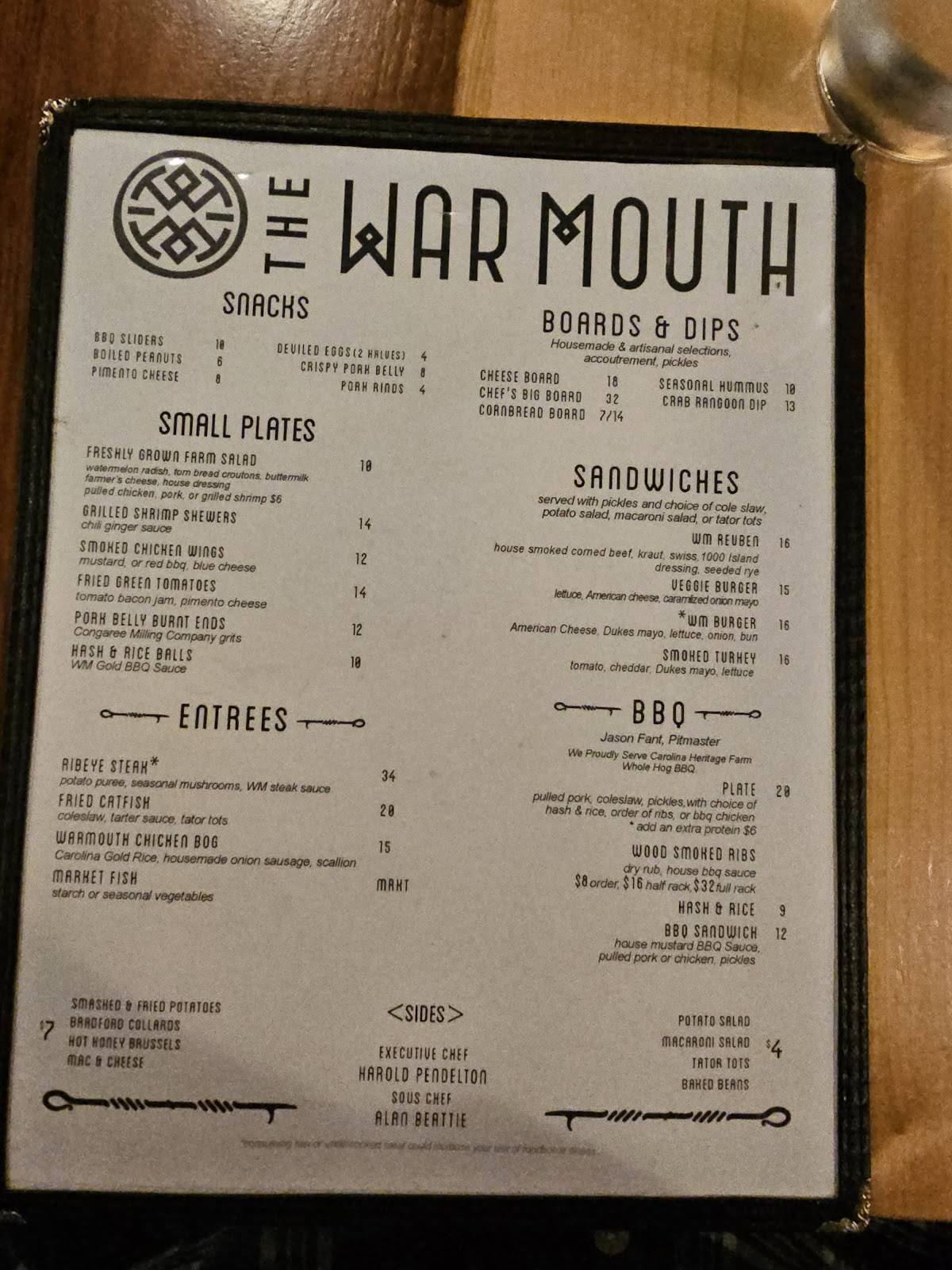 Menu at Hardware House restaurant, Douglas