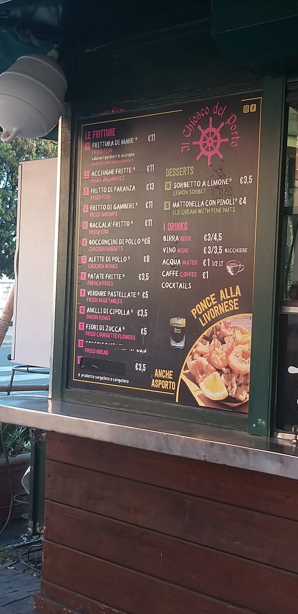 Menu da Il Chiosco del Porto ristorante, Livorno