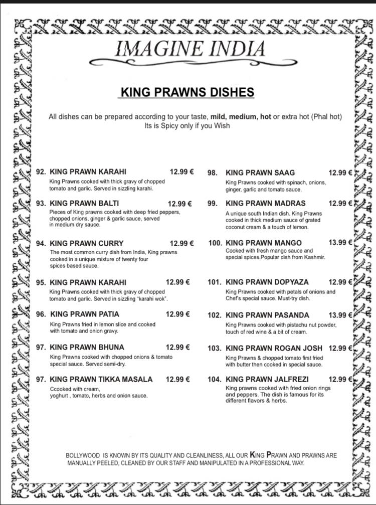 Menu at Imagine India Curry & Tandoori Grill Restaurant, Playa Blanca ...