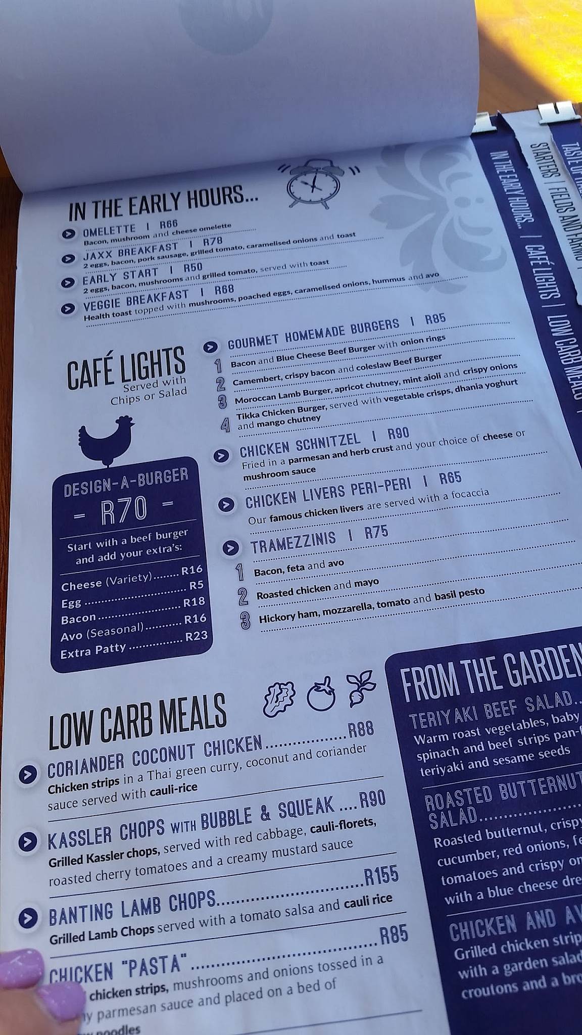 Menu at Jaxx Restaurant, Port Shepstone