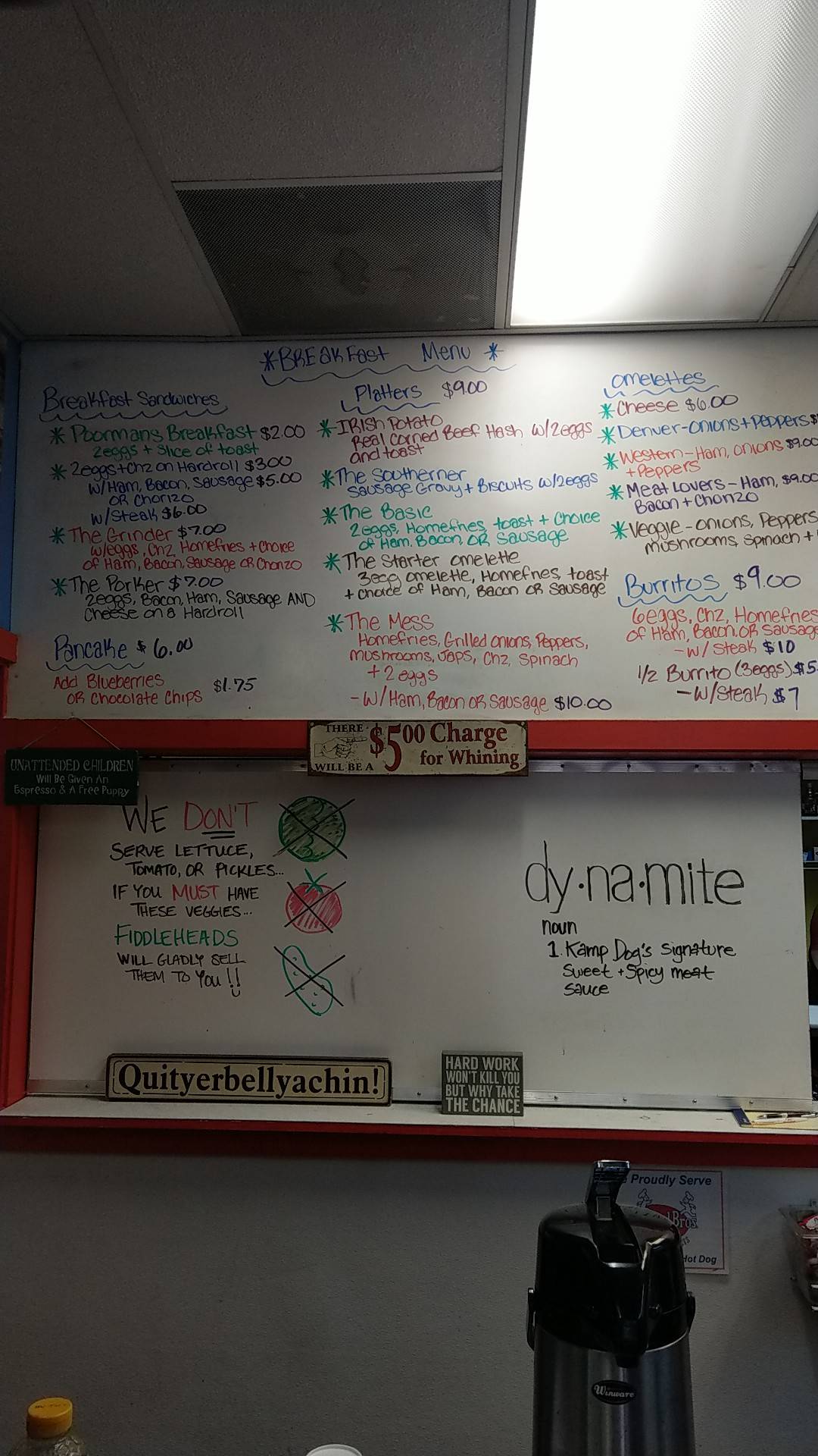 Menu at Kamp Dog restaurant, New London