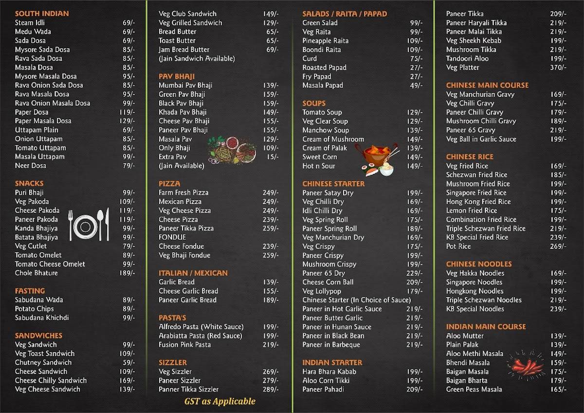 Menu at Krishna Bhog, Navi Mumbai, Krishna Bhog