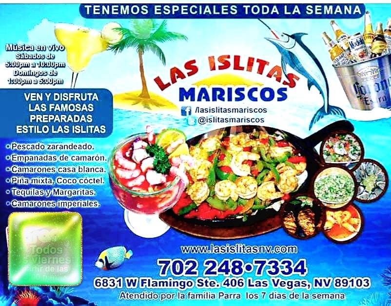 Menu at Las Islitas Mariscos restaurant, Las Vegas, W Flamingo Rd #406