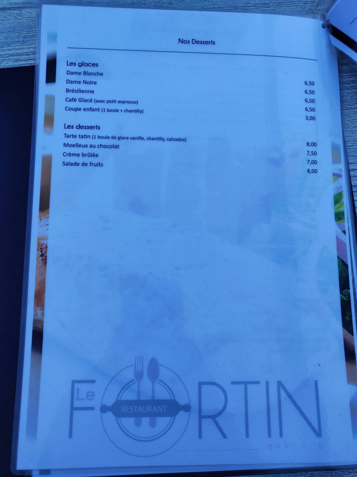 Menu au Le Fortin, Blegny, Rue Lieutenant Jungling 7
