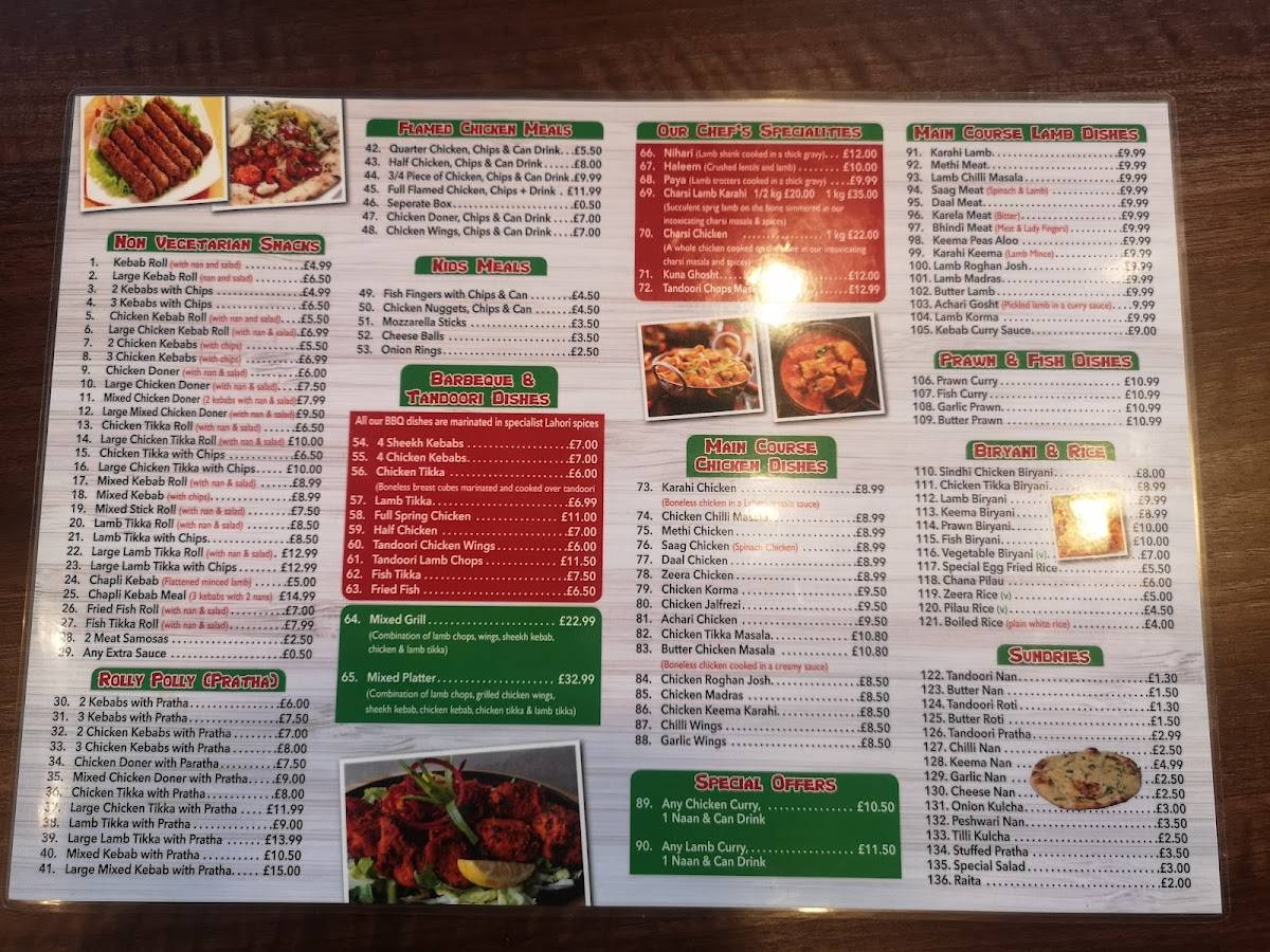 Menu at Little Lahore restaurant, Dunstable