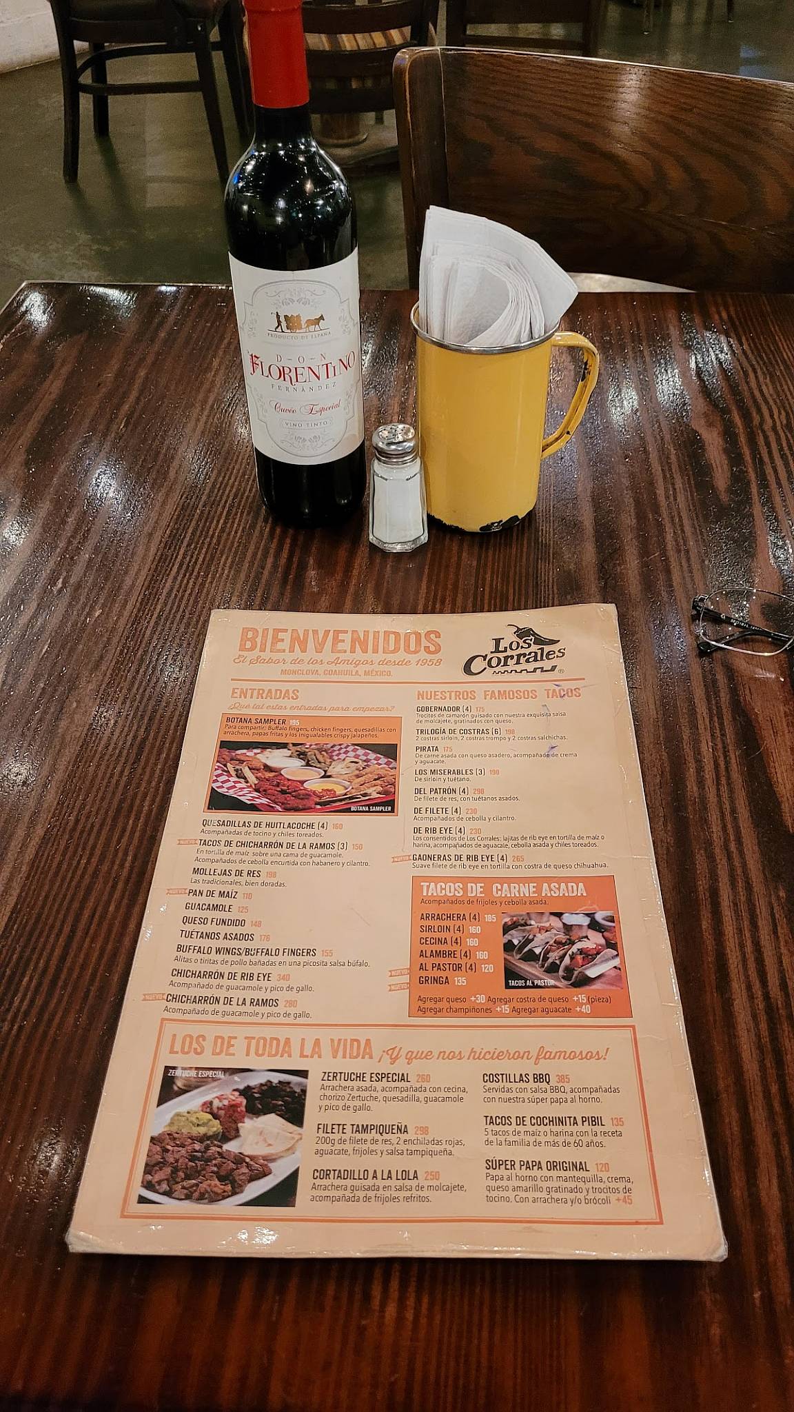 Carta del restaurante Los Corrales, Monclova, Calle Blvd. Pape & Frontera