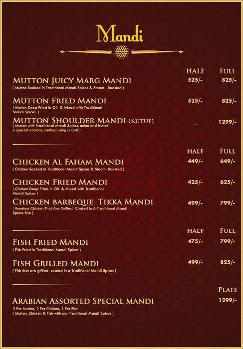 Menu at MANDI @ 36 Arabian kitchen, Hyderabad, 1st Floor