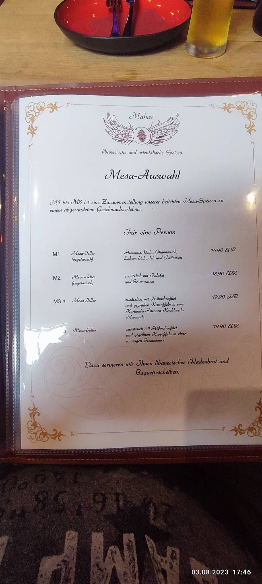 Speisekarte von Restaurant Mahas - orientalisches & libanesisches ...
