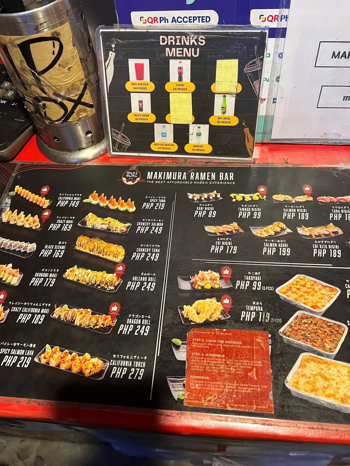 Menu at Makimura Ramen Bar, Angeles, Tinio Building
